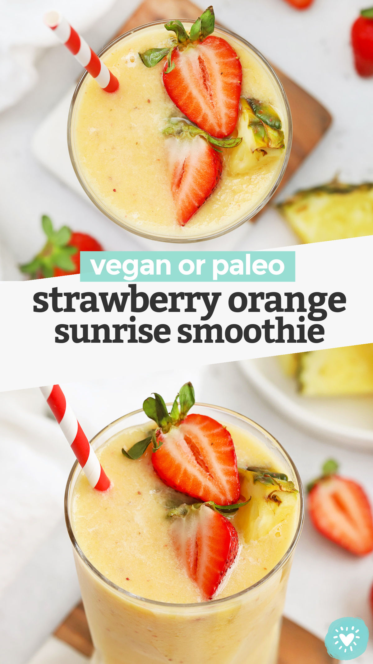 Strawberry Orange Sunrise Smoothie (Paleo, Vegan, Dairy-Free) • One ...