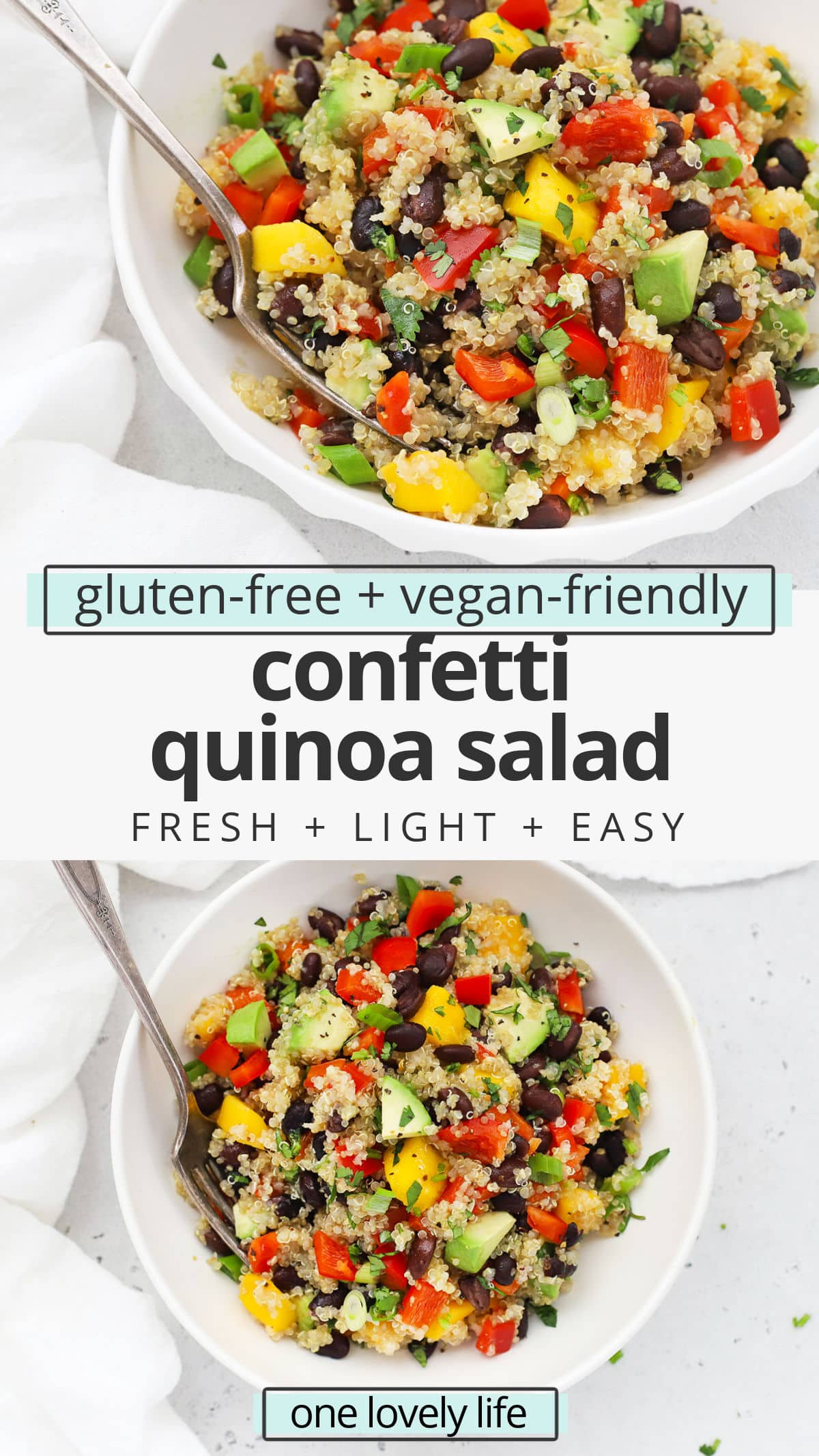 Confetti Quinoa Salad with Lime Vinaigrette • One Lovely Life