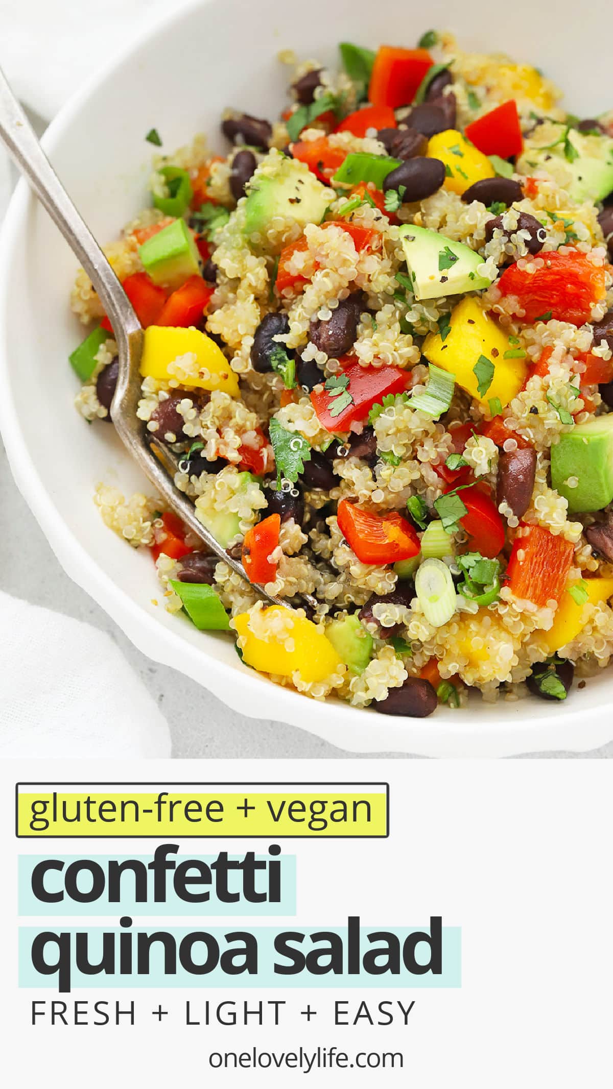 Confetti Quinoa Salad with Lime Vinaigrette • One Lovely Life