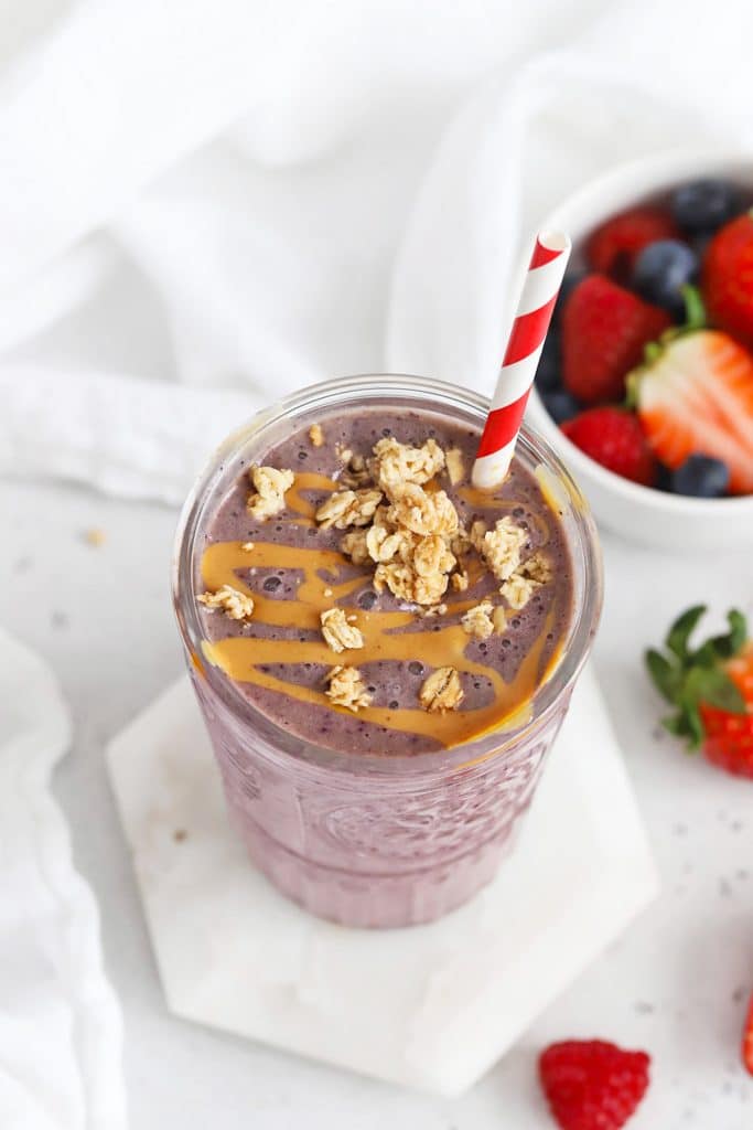 Peanut Butter Jelly Smoothie • One Lovely Life