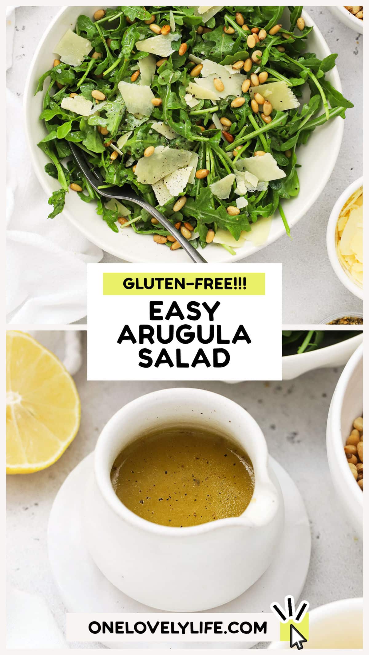Easy Parmesan Arugula Salad & Dressing (Gluten-Free!)