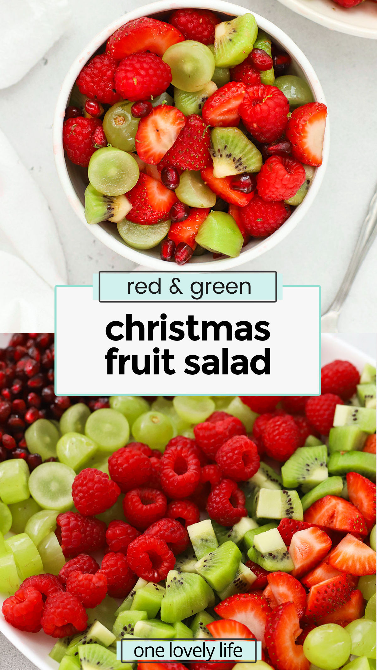 Red & Green Christmas Fruit Salad • One Lovely Life